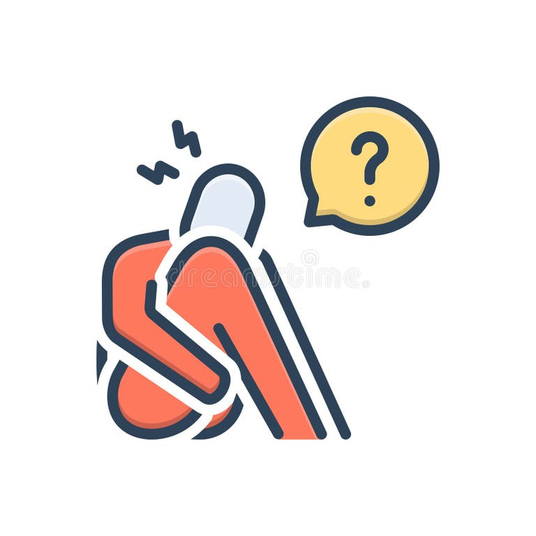 Color Illustration Icon for Depression, Remorse and Worried Stock ...