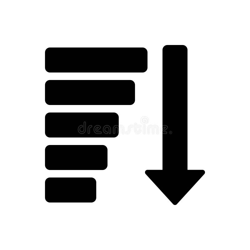 Black Solid Icon for Descending, Downward and Arrow Stock Vector - Illustration of progress ...