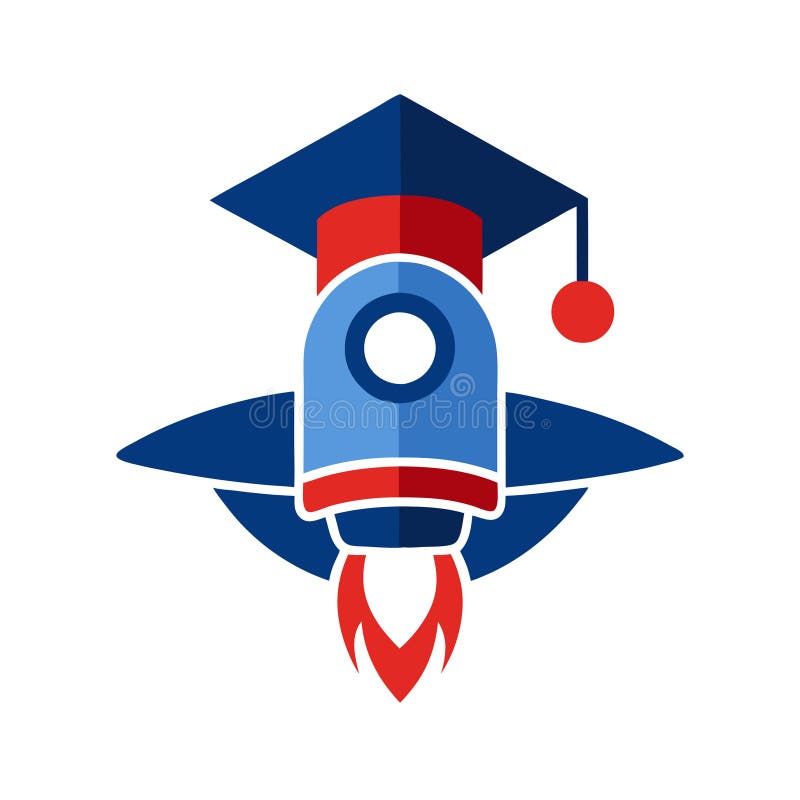 Education Launch: Rocket with Graduation Cap Symbolizing Learning and ...