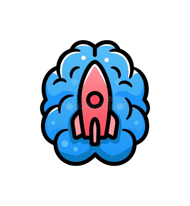 Rocket Launch and Brain Icon Logo. Stock Vector - Illustration of idea ...
