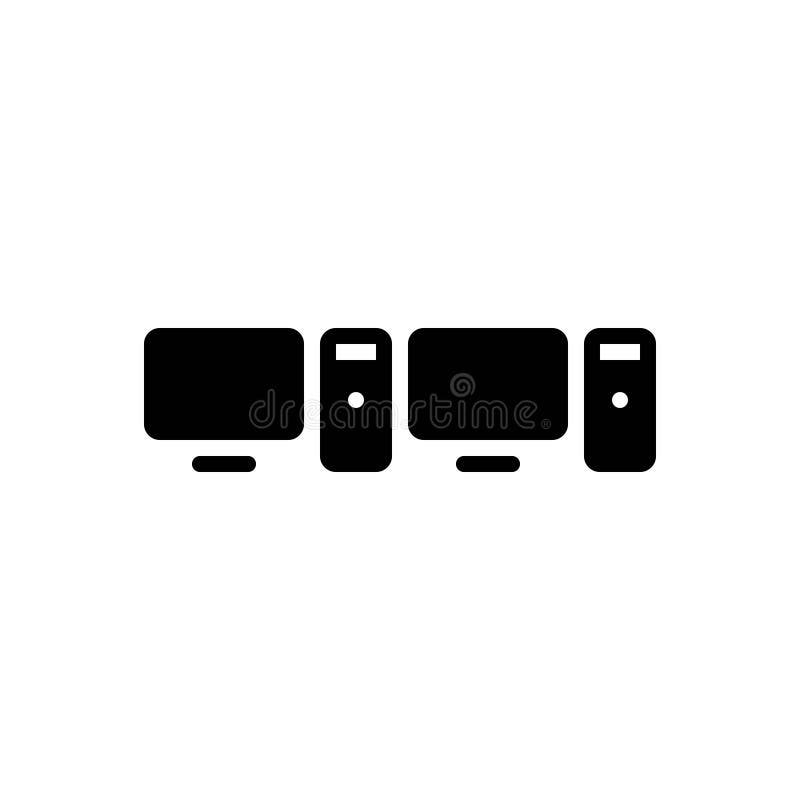 Black Solid Icon for Desktop, Computer and Minicomputer Stock ...