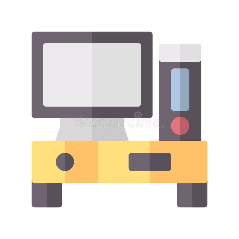 Icon Desktop Computer in Flat Style. Vector Illustration and Editable ...