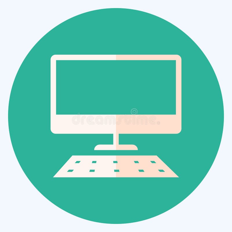 Icon Desktop - Flat Style,Simple Illustration,Editable Stroke Stock ...