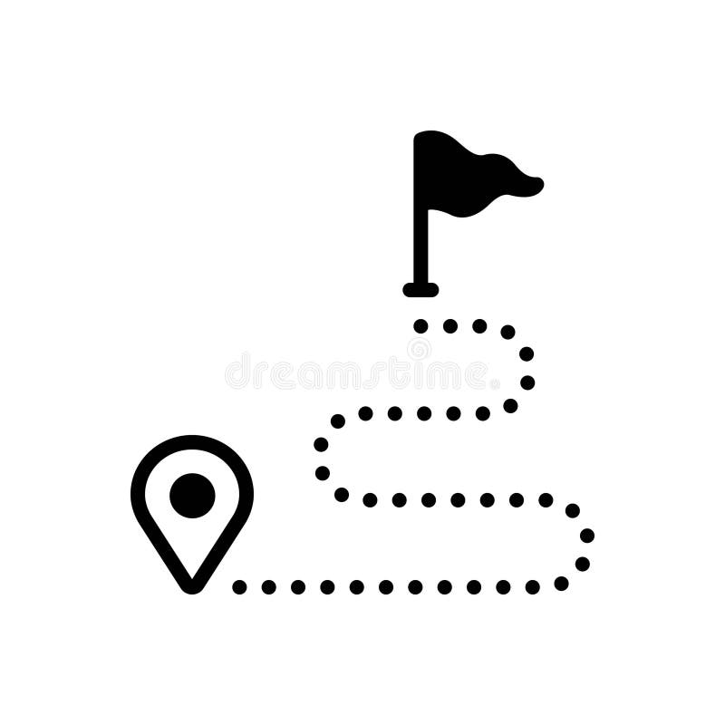 Black Solid Icon for Destination, Target and Journey Stock Illustration ...