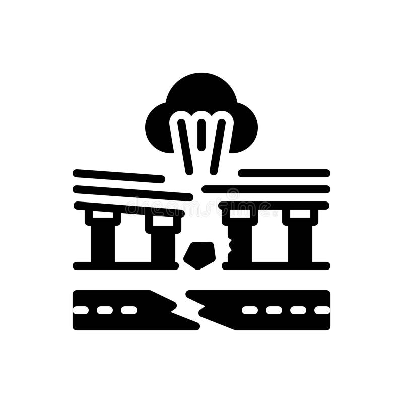 Black Solid Icon for Destruction, Demolition and Waste Stock Vector ...