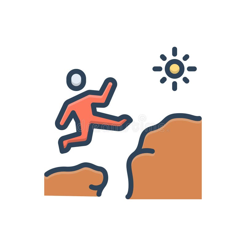 Color Illustration Icon for Determination, Jump and Courage Stock ...