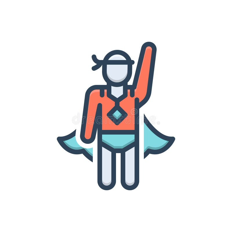 Color Illustration Icon for Determined, Super and Superhero Stock ...
