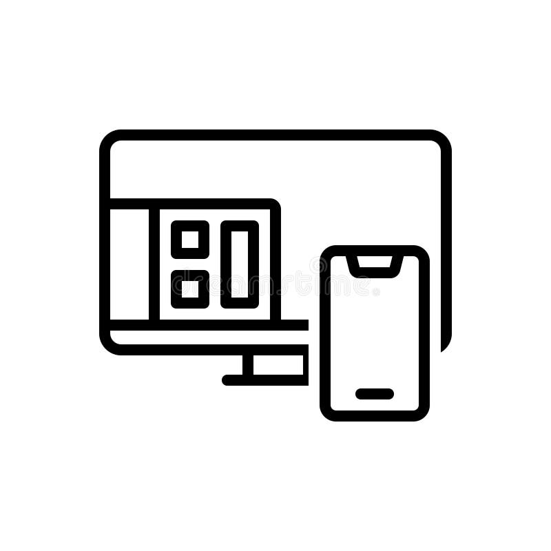 Black Line Icon for Devices, Electronic and Desktop Stock Vector ...