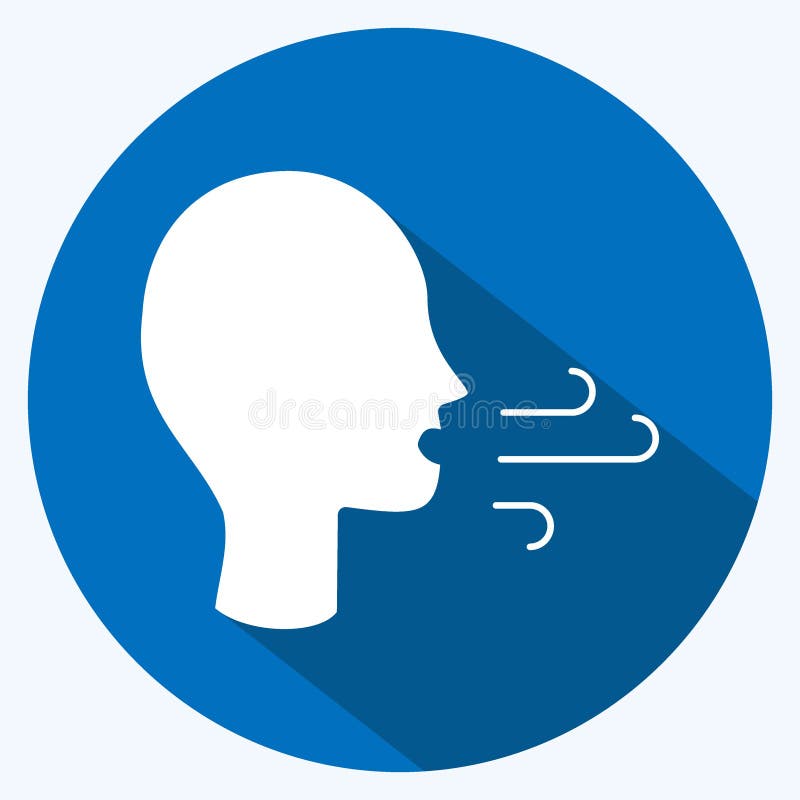 Icon Difficulty Breathing. Suitable for Flu Symbol. Long Shadow Style ...