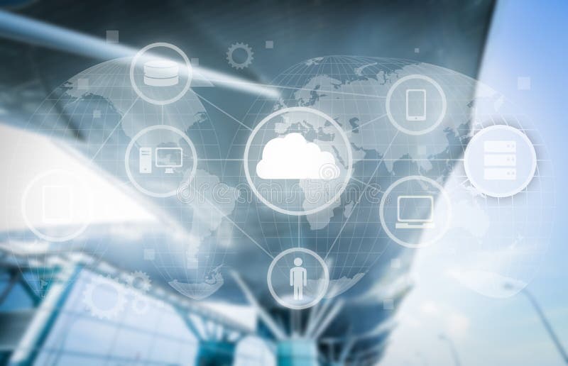 Digital Web Network Icons on Background Stock Photo - Image of internet ...