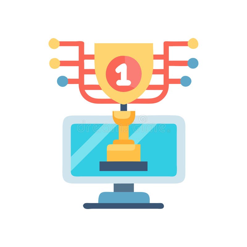Icon of Digital Trophy for Recognition Stock Vector - Illustration of ...