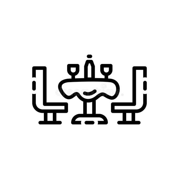 Black Line Icon for Dining, Chair and Glass Stock Vector - Illustration ...