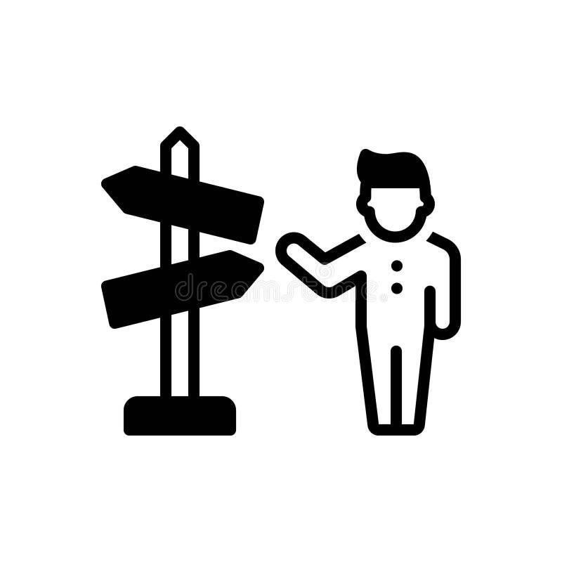 Black Solid Icon for Directed, Conducted and Guided Stock Vector ...