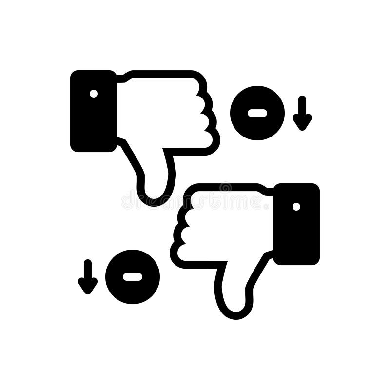 Black Solid Icon for Disadvantages, Unlike and Thumb Stock Vector ...