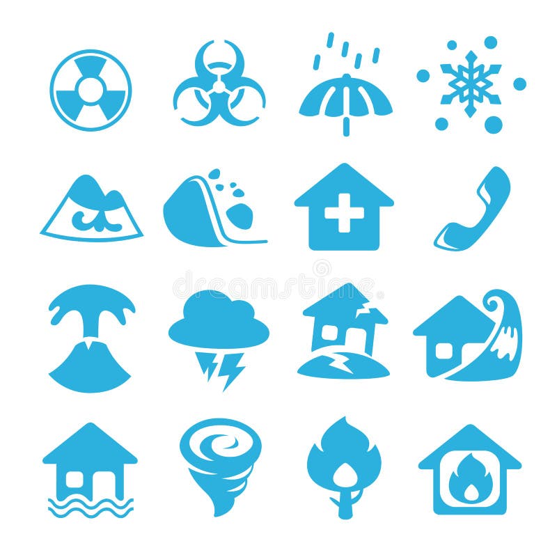 Icon Disasters. Dangerous of Nature Stock Illustration - Illustration ...