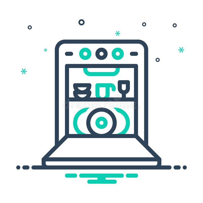 Mix Icon for Dishwasher, Washer and Utensil Stock Vector - Illustration ...