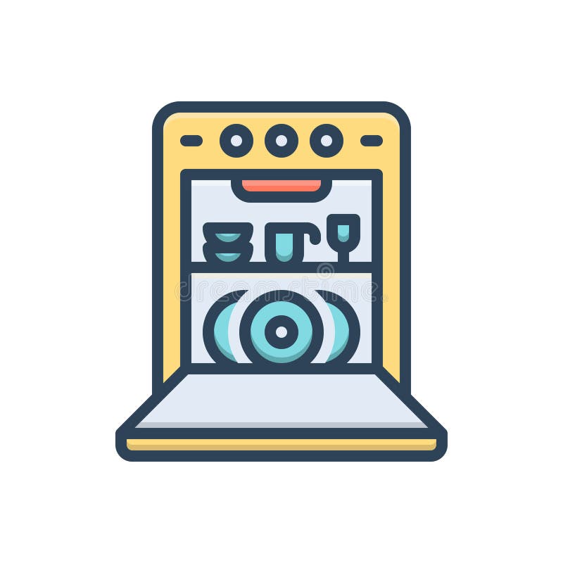 Color Illustration Icon for Dishwasher, Washer and Utensil Stock Vector ...