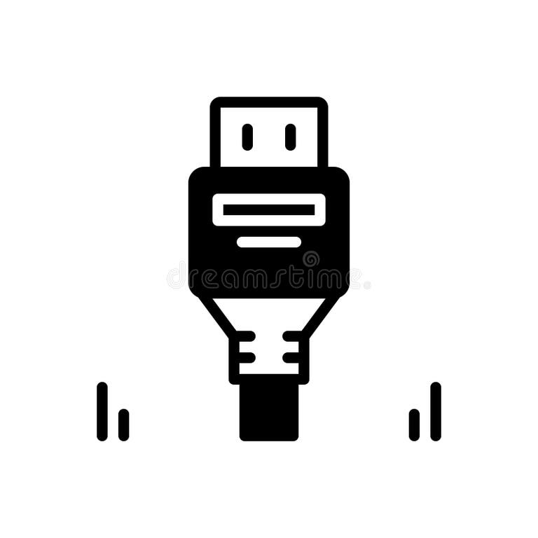 Black Solid Icon for Displayport, Connector and Usb Stock Vector ...
