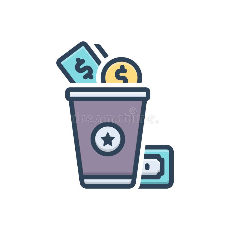 Color Illustration Icon for Disposable, Waste Money and Finance Stock ...