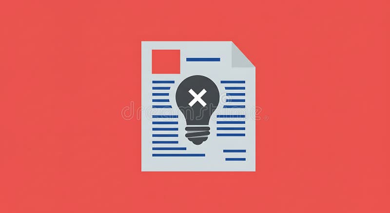 Icon of a Document with Blue Lines, Resembling Text, and a Red Square ...