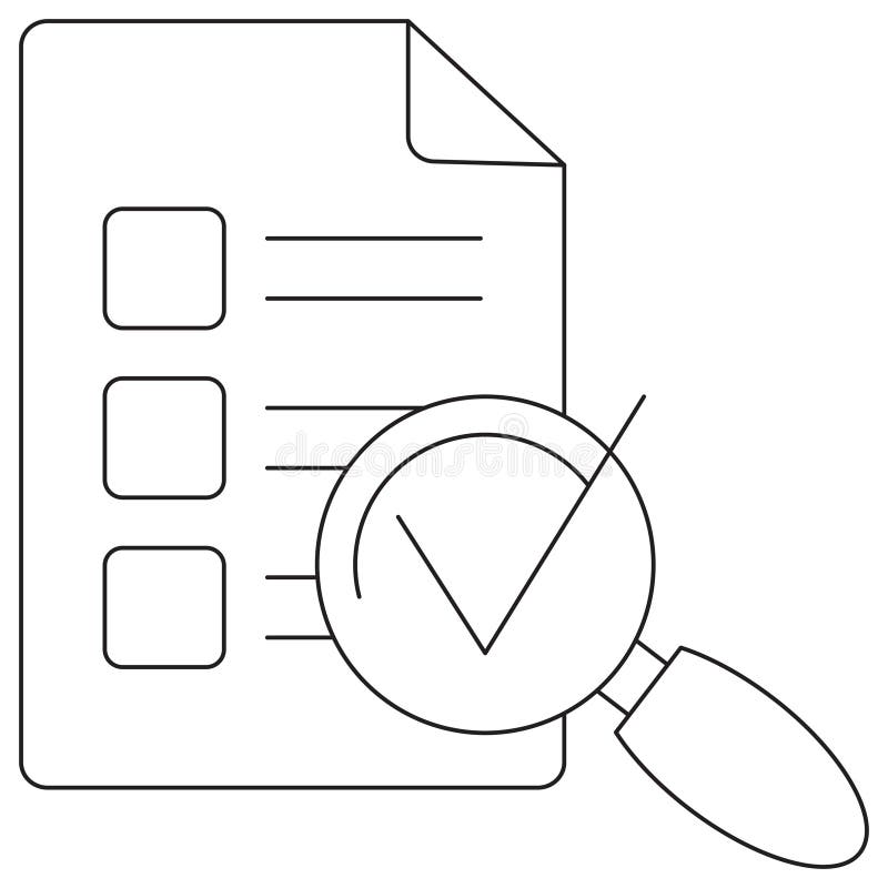 Icon of a Document with a Magnifying Glass and a Checkmark Stock Vector ...
