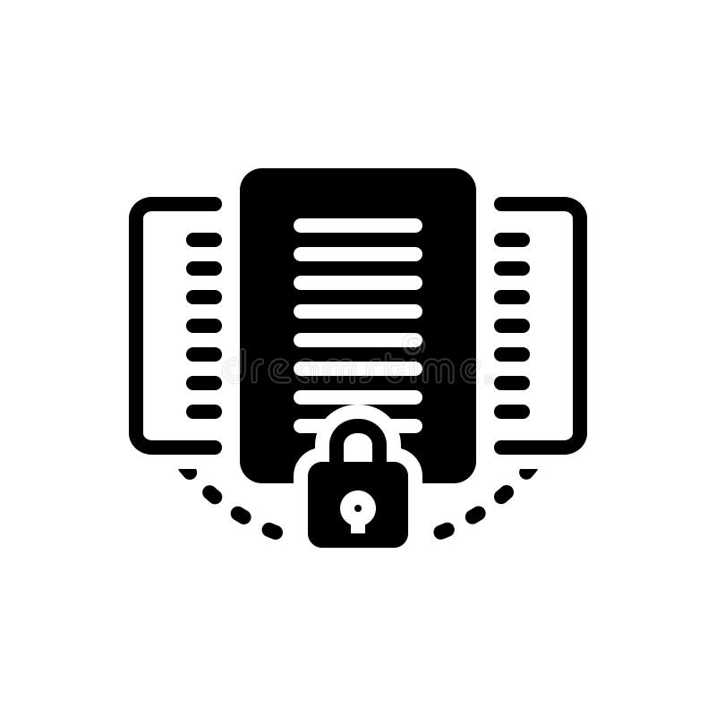 Black Solid Icon for Document, Protection and Management Stock Vector ...