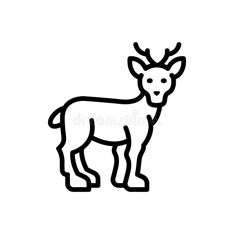 Black Line Icon for Doe, Female Deer and Reindeer Stock Vector ...