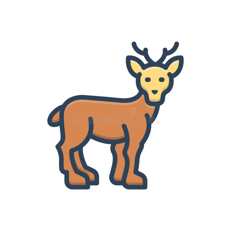 Color Illustration Icon for Doe, Female Deer and Antler Stock Vector ...