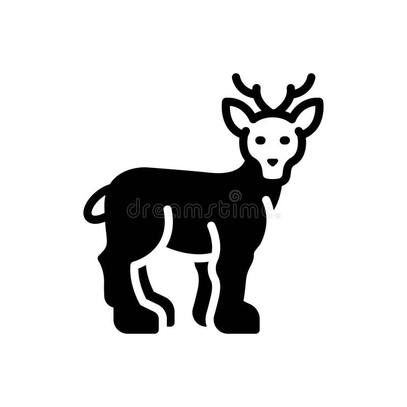 Black Solid Icon for Doe, Female Deer and Animal Stock Vector ...