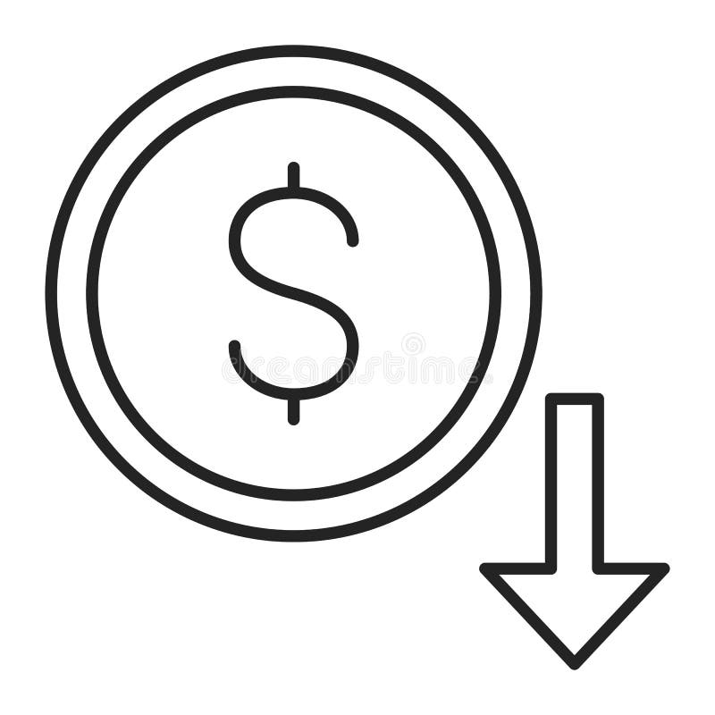 Icon of a Dollar Coin Falling Down Vector Isolated Stock Vector ...