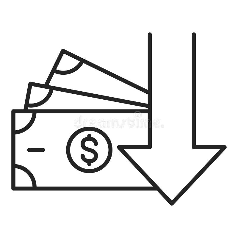 Icon of a Dollar Falling Down Vector Isolated Stock Vector - Illustration of rate, sale: 279660856