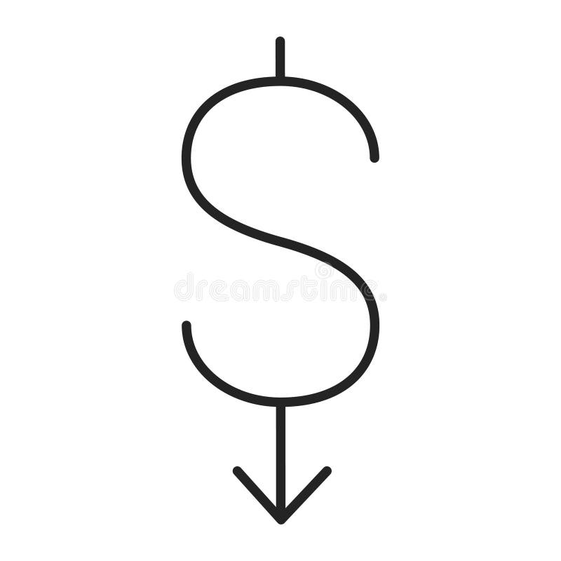 Icon of a Dollar Falling Down Vector Isolated Stock Vector - Illustration of graphic, isolated ...