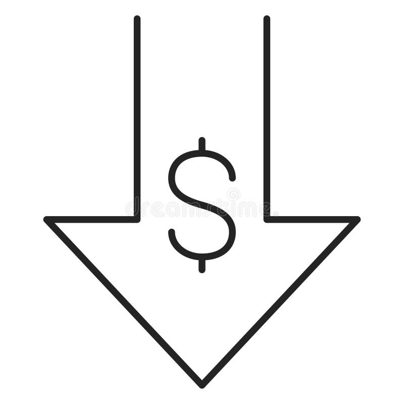 Icon of a Dollar Falling Down Vector Isolated Stock Vector - Illustration of dollar, isolated ...