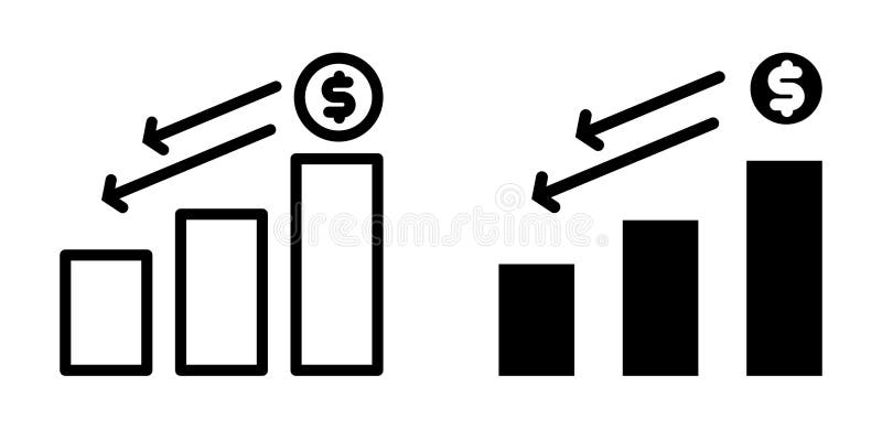 Icon Dollar Money Decrease or Down, Inflation Currency Stock Vector - Illustration of selling ...