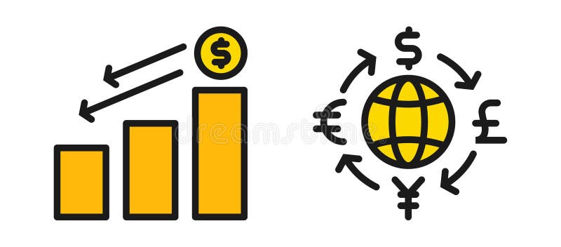 Icon Dollar Money Decrease or Down, Inflation Currency Stock Vector - Illustration of cash ...