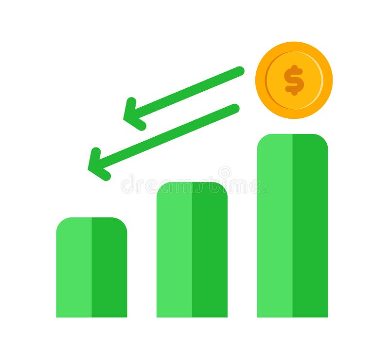 Icon Dollar Money Decrease or Down, Inflation Currency Stock Vector - Illustration of money ...
