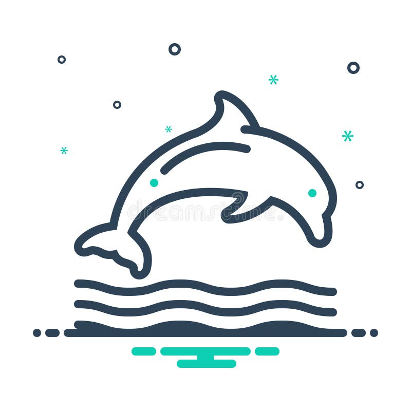 Black Mix Icon for Dolphin, Jumping and Sea Stock Vector - Illustration ...
