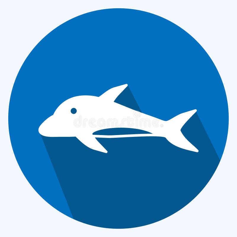 Icon Dolphin. Suitable for Sea Symbol. Long Shadow Style. Simple Design ...