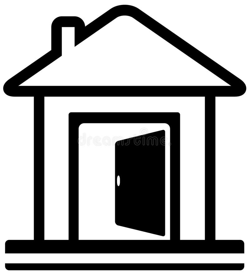 Icon with Door Open and House Stock Vector - Illustration of business ...