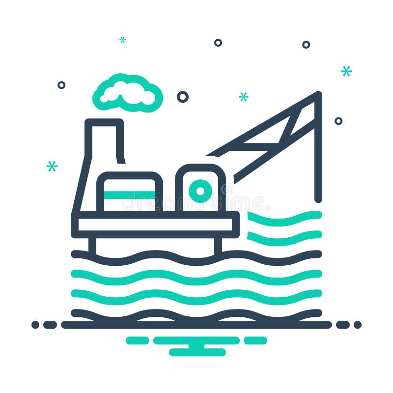 Mix Icon for Drilling Rig, Platform and Exploration Stock Vector ...
