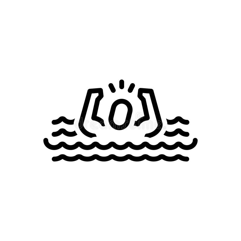 Black Line Icon for Drowning, Life in Danger and Accident Stock ...