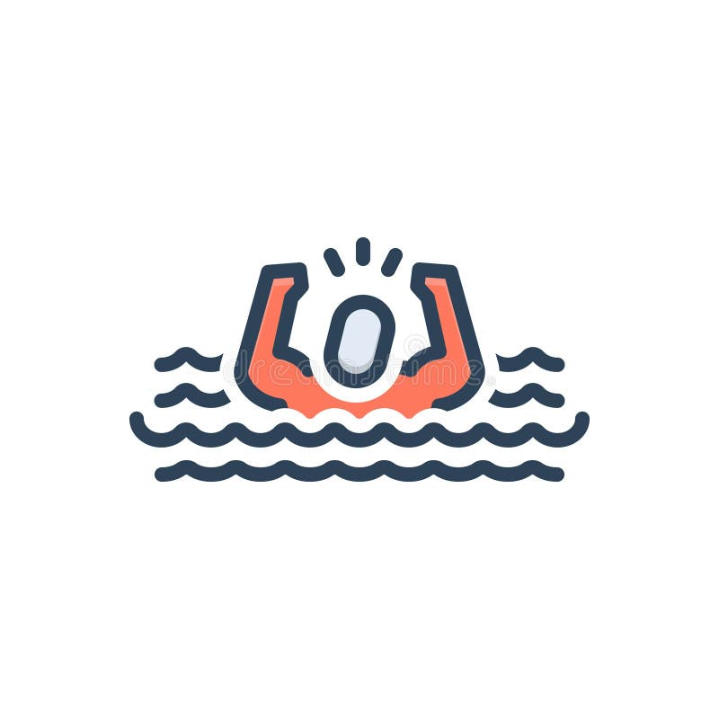 Color Illustration Icon for Drowning, Life in Danger and Accident Stock ...