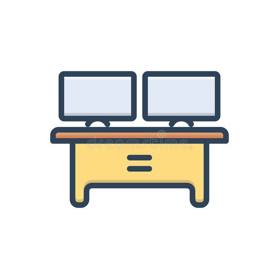 Color Illustration Icon for Dual, Duple and Workstation Stock Vector ...