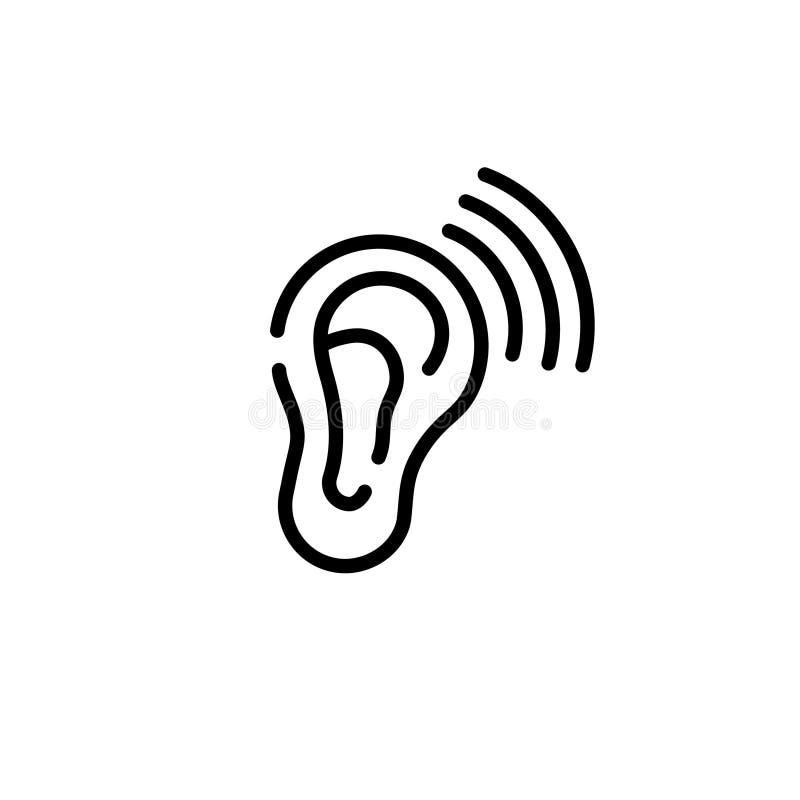Icon of an Ear with Sound Waves Indicating Listening and Audio ...