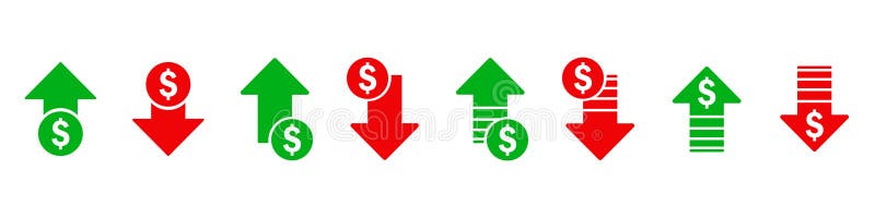 Earning Money Increase Decrease Icon with Arrow Symbol Profit and Loss ...