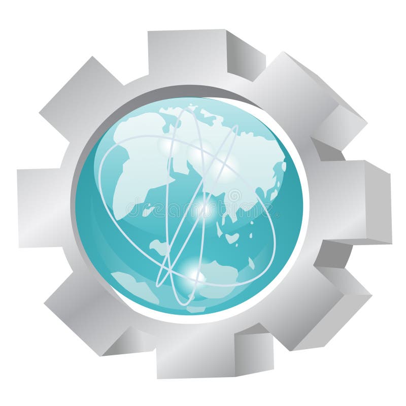 Icon of earth and gear stock vector. Illustration of concept - 26342832