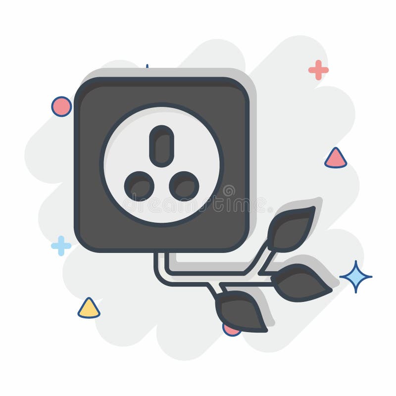 Icon Eco Socket. Related To Ecology Symbol. Comic Style. Simple Design ...