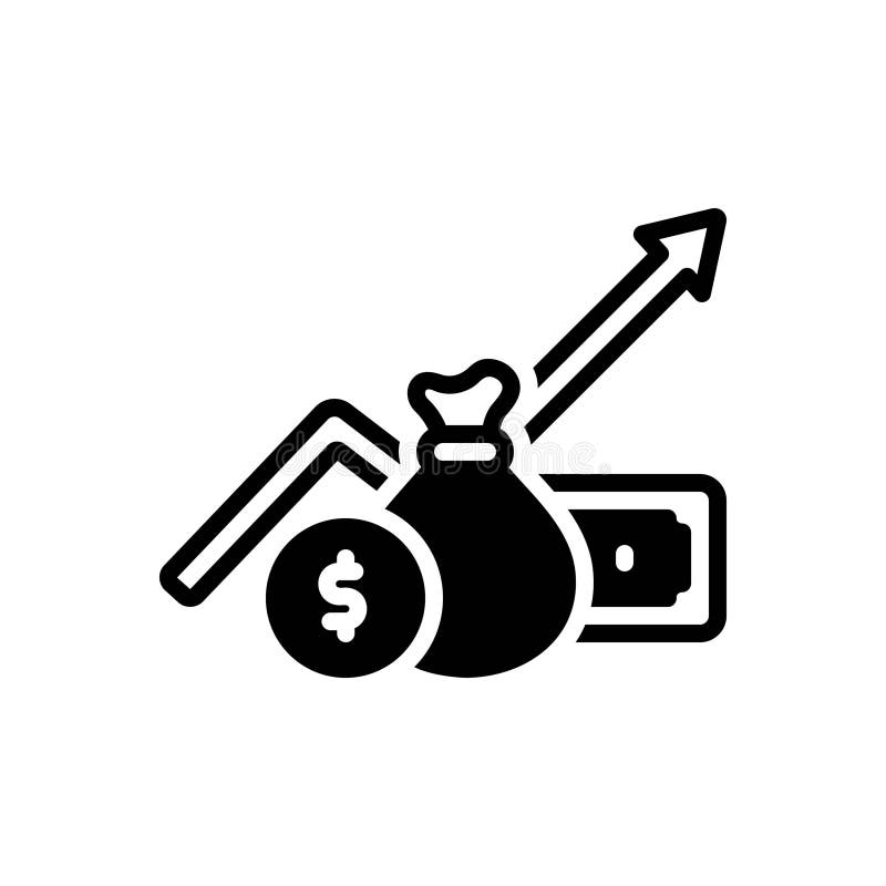 Black Solid Icon for Earnings, Income and Growth Stock Vector ...