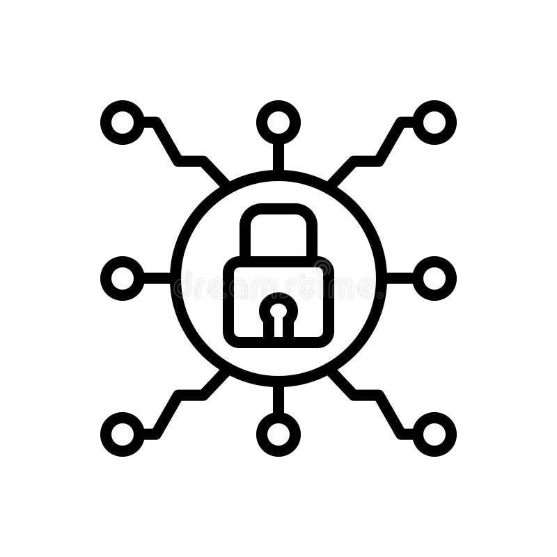 Black Line Icon for Secure Connection, Secure and Protection Stock ...