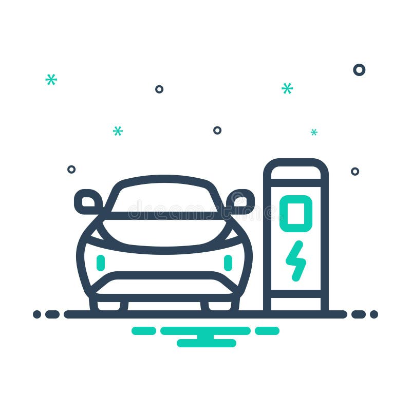 Mix Icon for Electric Car, Chargeable and Battery Stock Vector ...